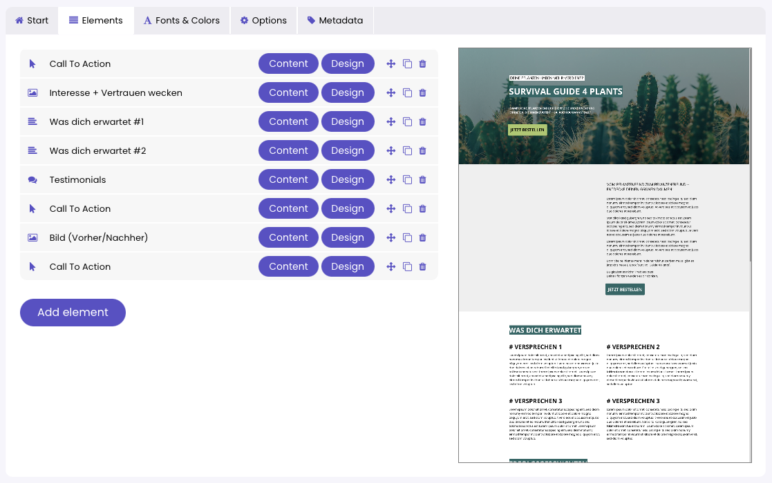 Create and edit elements | Home